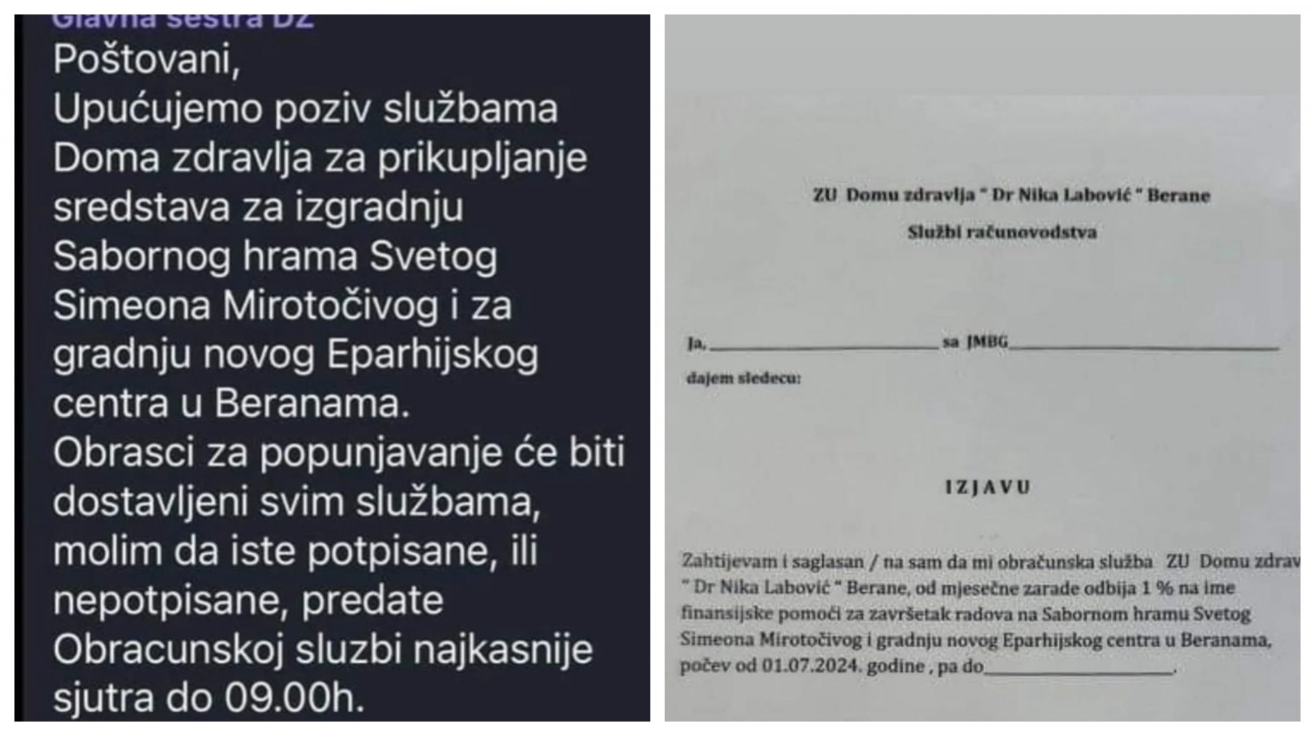 U Domu zdravlja u Beranama zaposleni odvajaju od plate za završetak ...