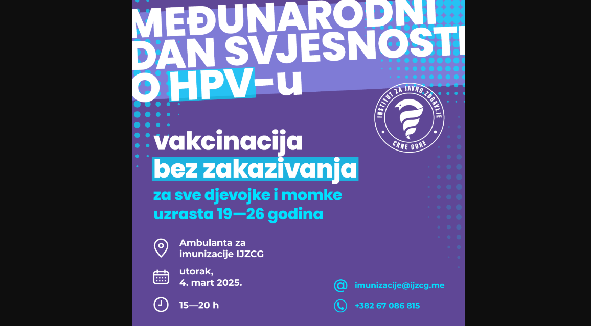 Međunarodni dan podizanja svijesti o HPV-u: Vakcinacija bez zakazivanja